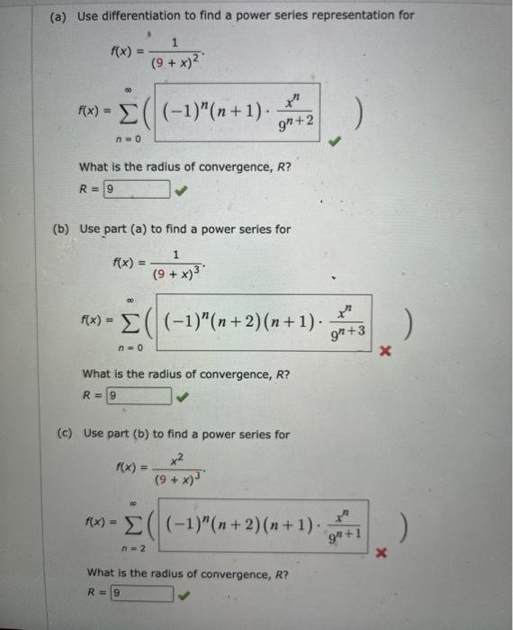 Solved (a) Use differentiation to find a power series | Chegg.com