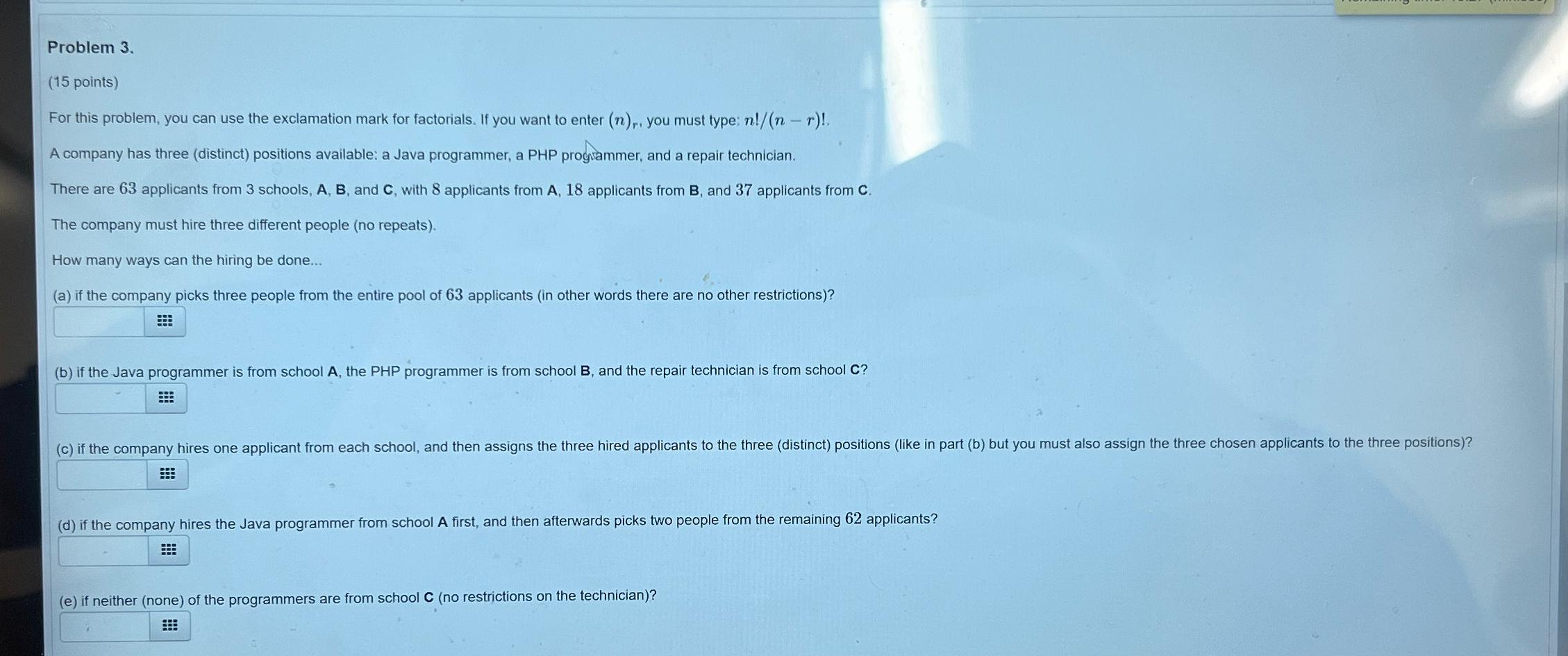 Solved Problem 3.(15 ﻿points)For this problem, you can use | Chegg.com