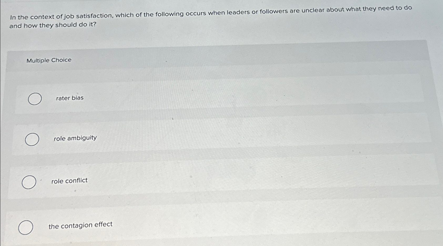 Solved In the context of job satisfaction, which of the | Chegg.com