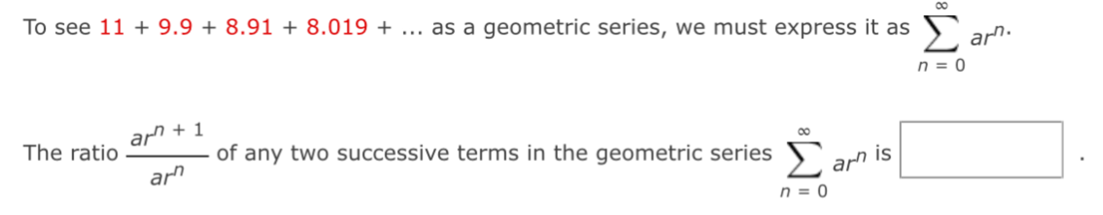 Solved Determine whether the geometric series is convergent | Chegg.com