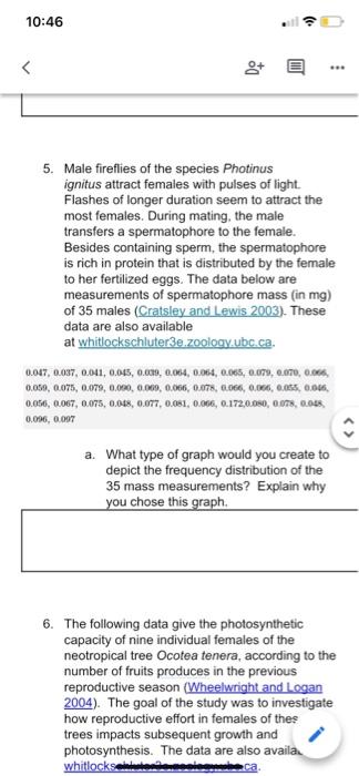 Solved 10:46 Search Chapter 2: Displaying Data 4. Swordfish | Chegg.com