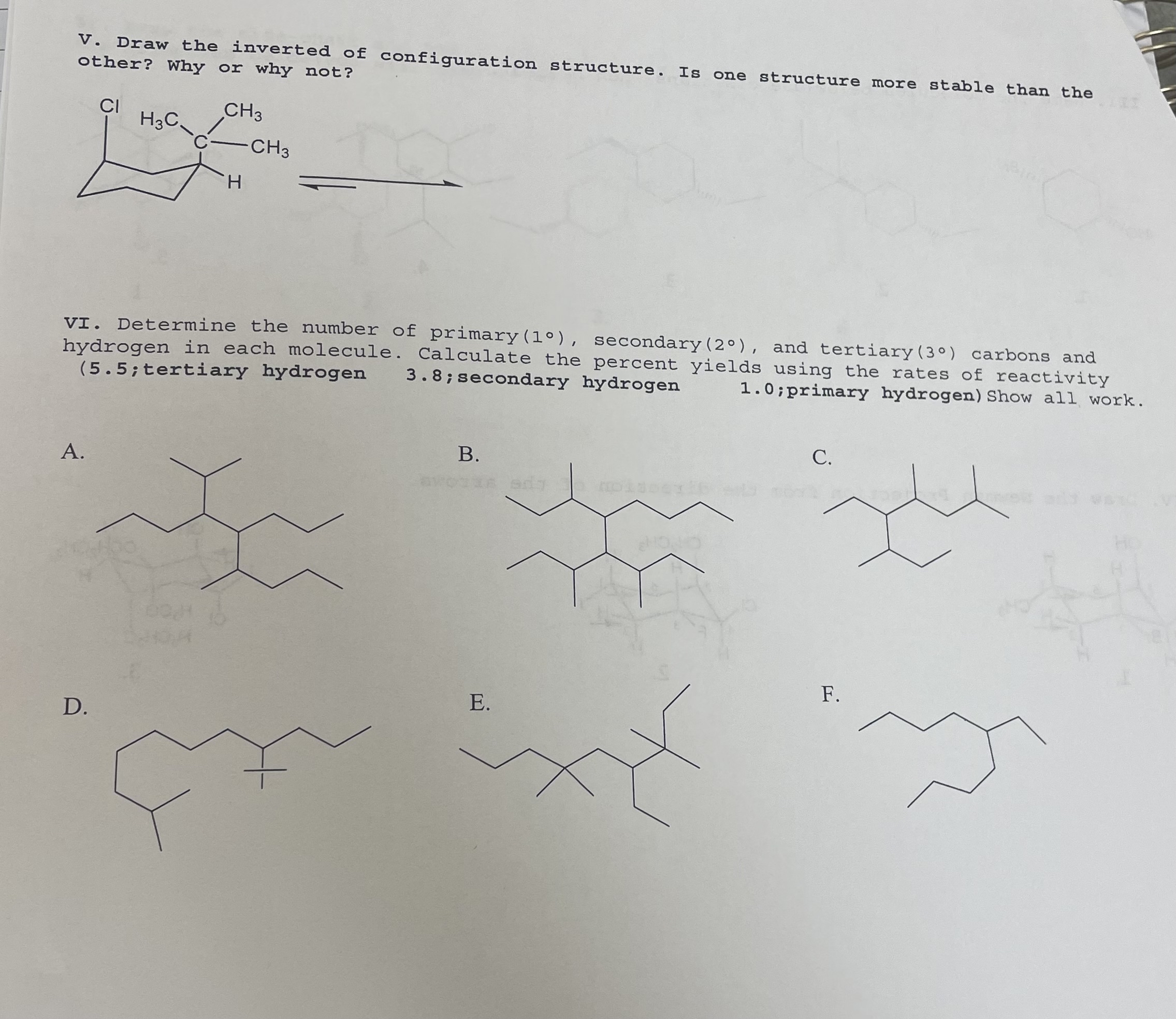 Solved V. ﻿Draw the inverted of configuration structure. Is | Chegg.com