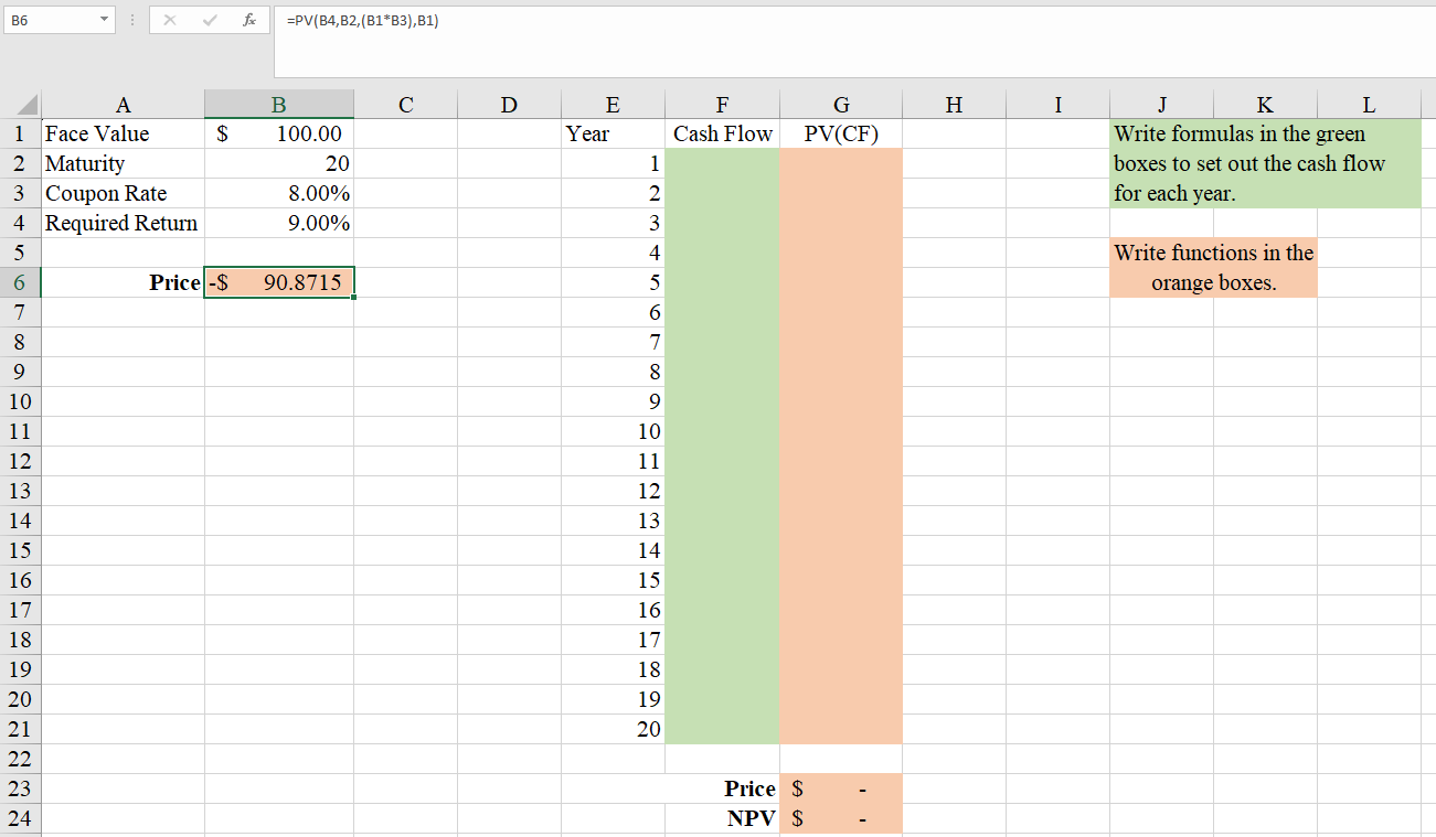 Solved Can someone please help with what excel formulas are | Chegg.com