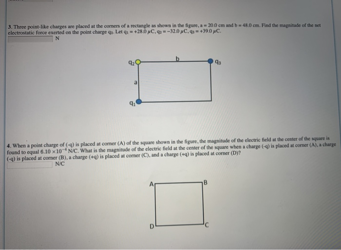 Solved 3. Three point-like charges are placed at the corners | Chegg.com
