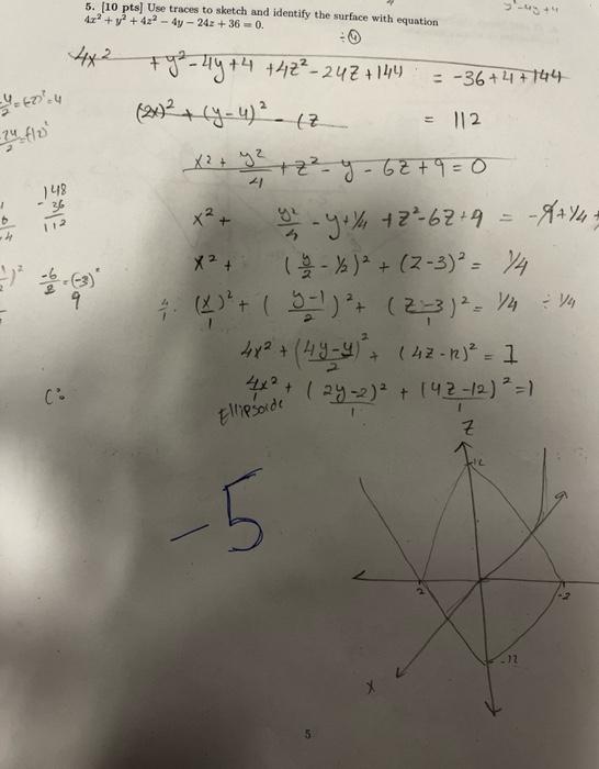 Solved 5. [10 pts) Use traces to sketch and identify the | Chegg.com