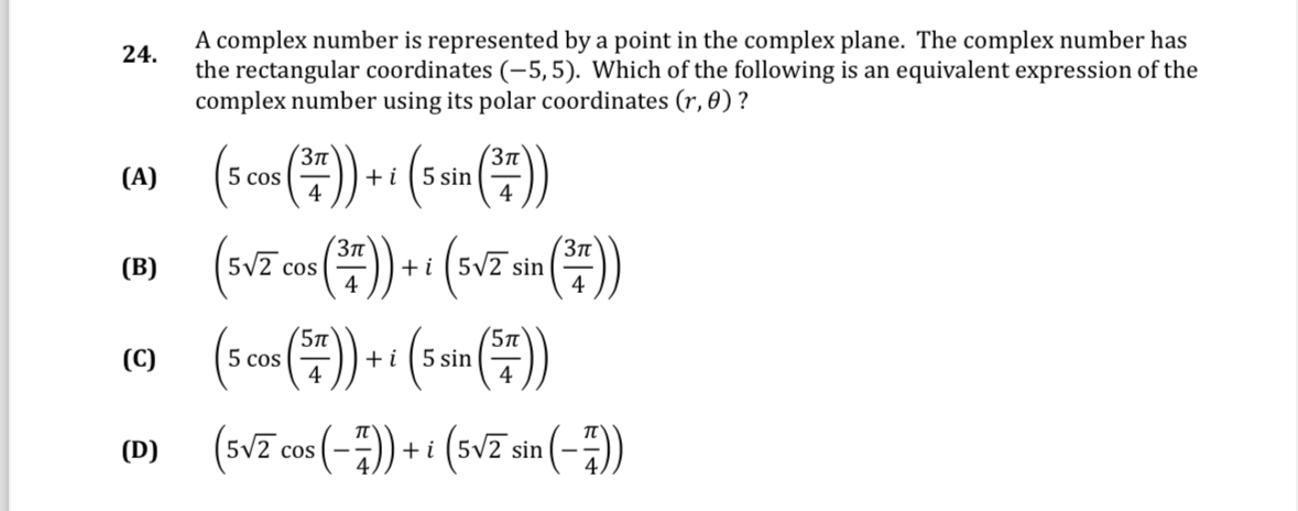 Solved A complex number is represented by a point in the | Chegg.com