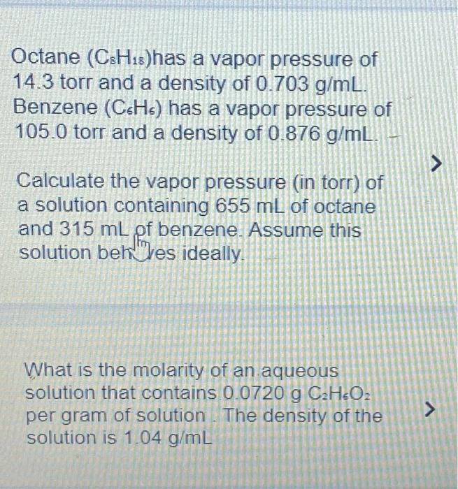 Solved Octane \\( \\left(\\mathrm{C}_{8} | Chegg.com