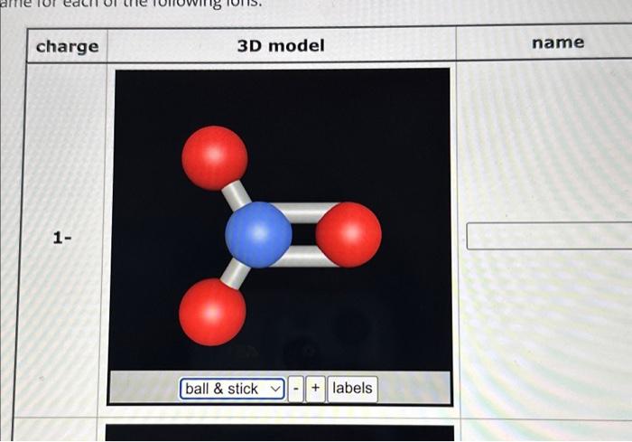 Solved charge 1- 3D model ball & stick v + labels name | Chegg.com