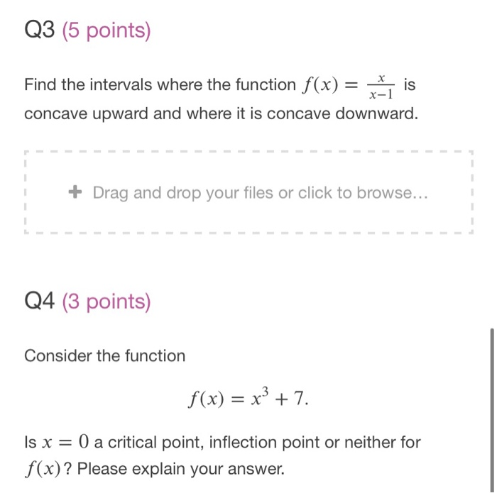 Solved Q3 (5 points) Find the intervals where the function | Chegg.com