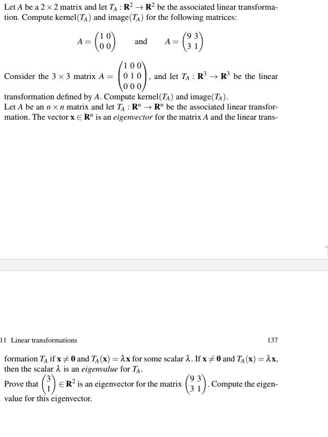 Solved Let A be a 2×2 matrix and let TA:R2→R2 be the | Chegg.com