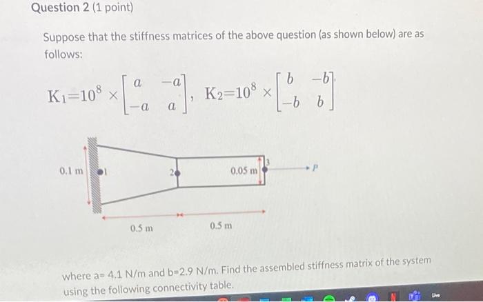 Solved Suppose that the stiffness matrices of the above | Chegg.com