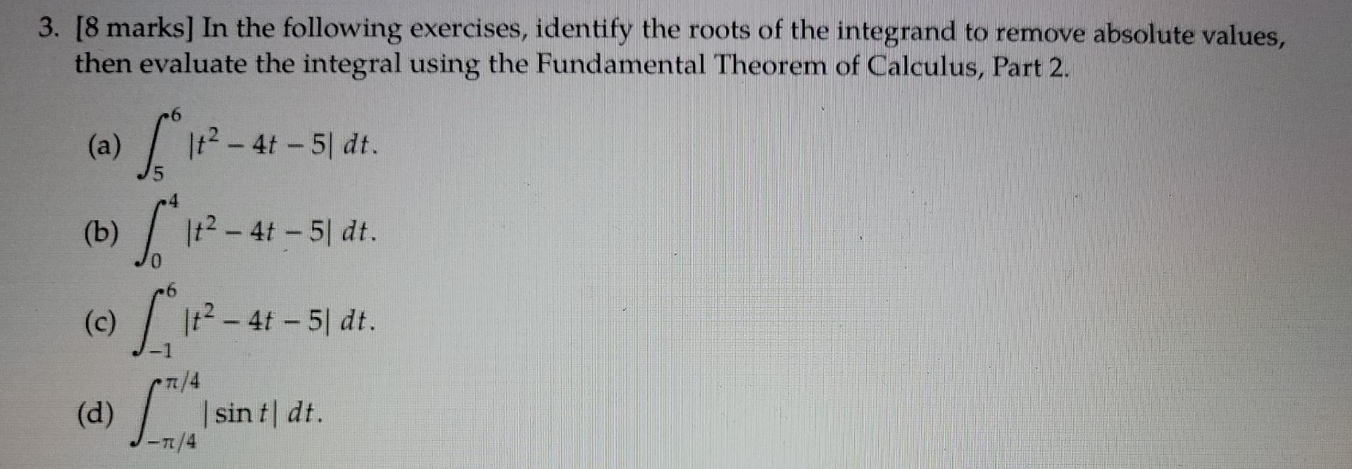 Solved 3. [8 marks) In the following exercises, identify the | Chegg.com
