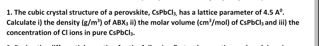 Solved 1. The cubic crystal structure of a perovskite, | Chegg.com
