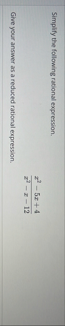 Solved Simplify the following rational | Chegg.com