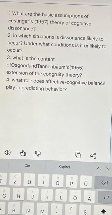 Solved 1 What are the basic assumptions of Festinger's | Chegg.com
