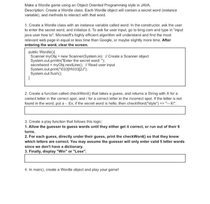 Solved Make a Wordle game using an Object Oriented | Chegg.com