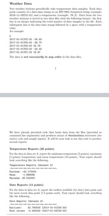 Solved Weather Data Two wxather statkons periodically take | Chegg.com