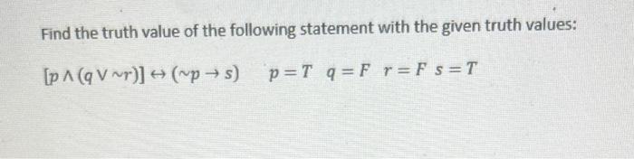 Solved Find the truth value of the following statement with | Chegg.com