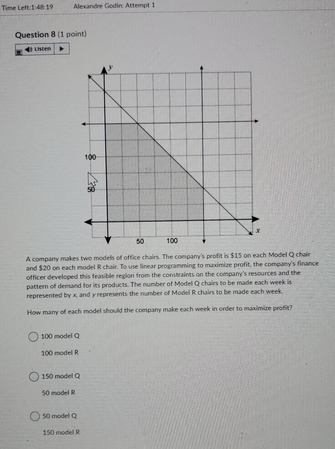 Solved Time Left: 148:19 Alexandre Godin: Attempt 1 Question | Chegg.com