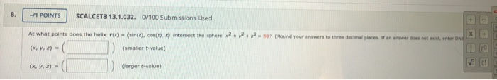 Solved - 1 POINTS SCALCET8 13.1.032.0/100 Submissions Used | Chegg.com