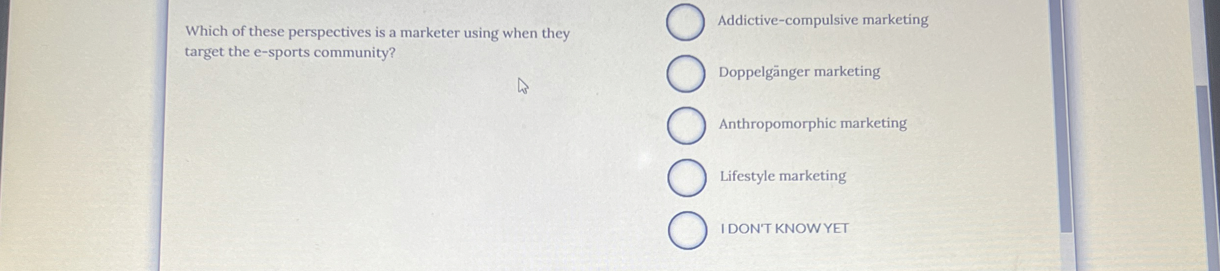 Solved Which of these perspectives is a marketer using when | Chegg.com