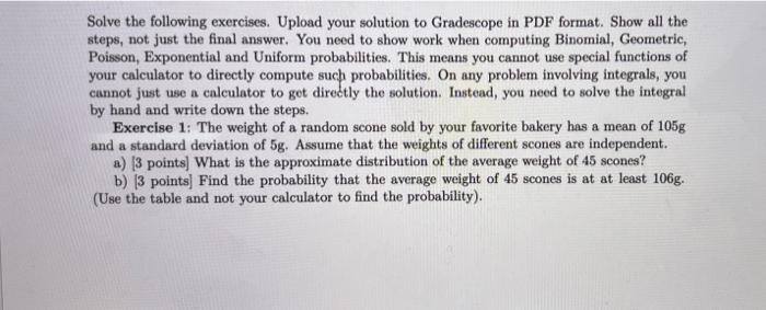 Solved Solve the following exercises. Upload your solution | Chegg.com