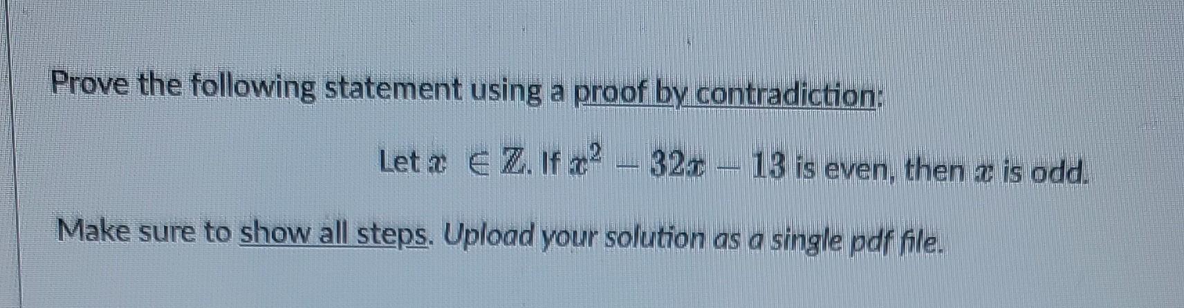 Solved Prove the following statement using a proof by | Chegg.com