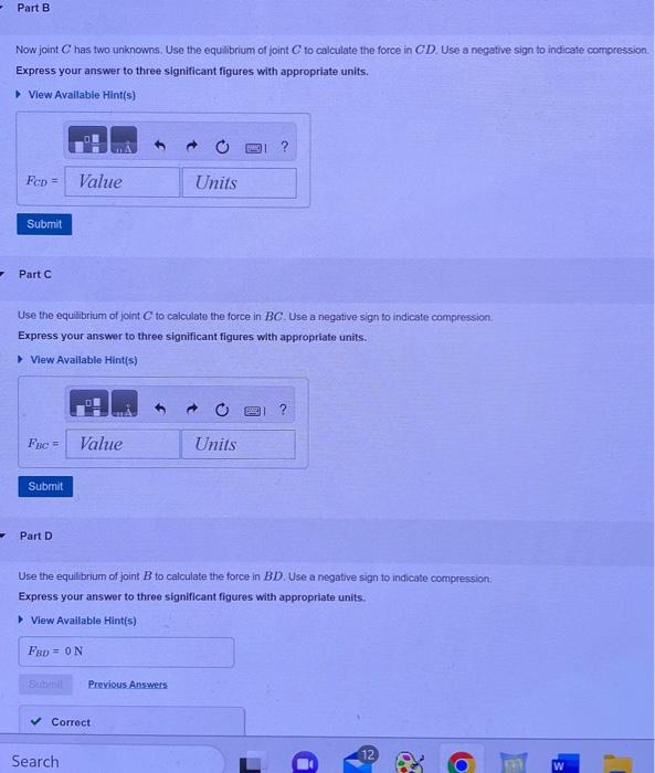 Solved LymingatNow joint C has two unknowns. Use the | Chegg.com