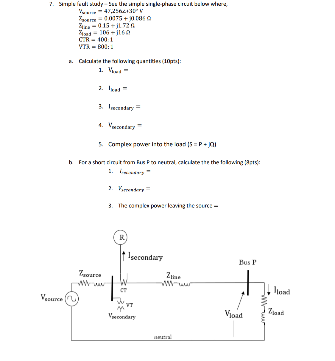 Solved Simple fault study - ﻿See the simple single-phase | Chegg.com