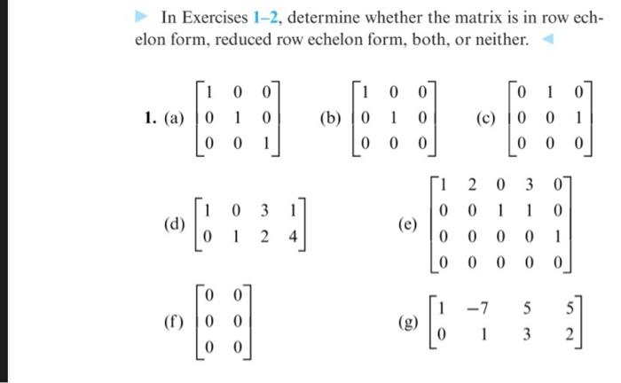 Solved In Exercises 1 2 Determine Whether The Matrix Is In