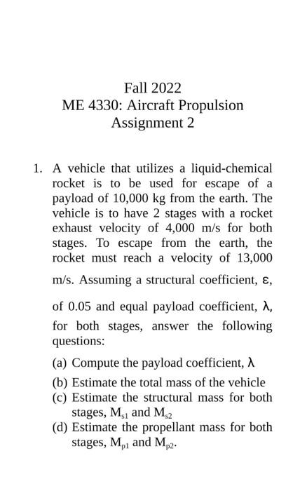 Solved Fall 2022 ME 4330: Aircraft Propulsion Assignment 2 | Chegg.com
