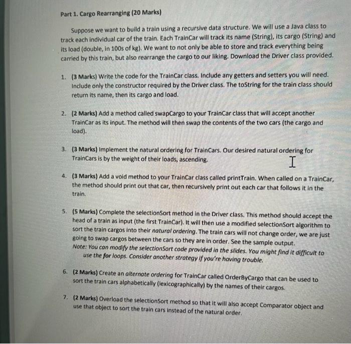 Solved Suppose we want to build a train using a recursive | Chegg.com