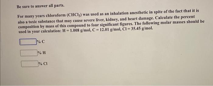 Solved Be sure to answer all parts. How many moles of cobalt | Chegg.com