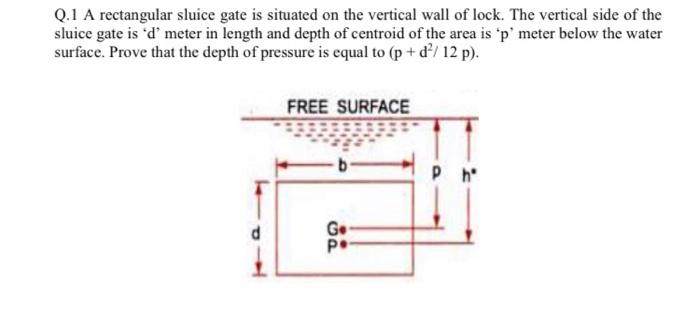 Solved Q.1 A rectangular sluice gate is situated on the | Chegg.com