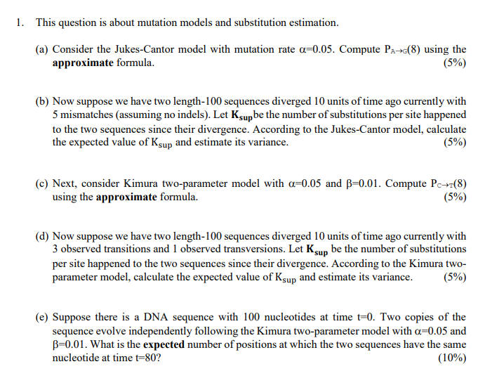 Solved This Question Is About Mutation Models And
