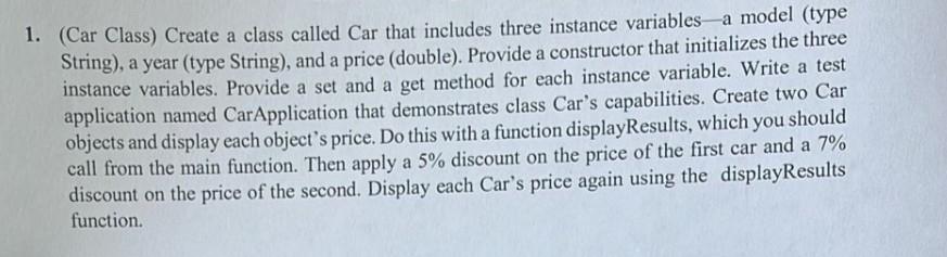 Solved Car Class Create A Class Called Car That Includes 