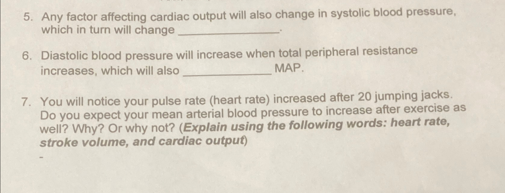 Solved Any factor affecting cardiac output will also change | Chegg.com