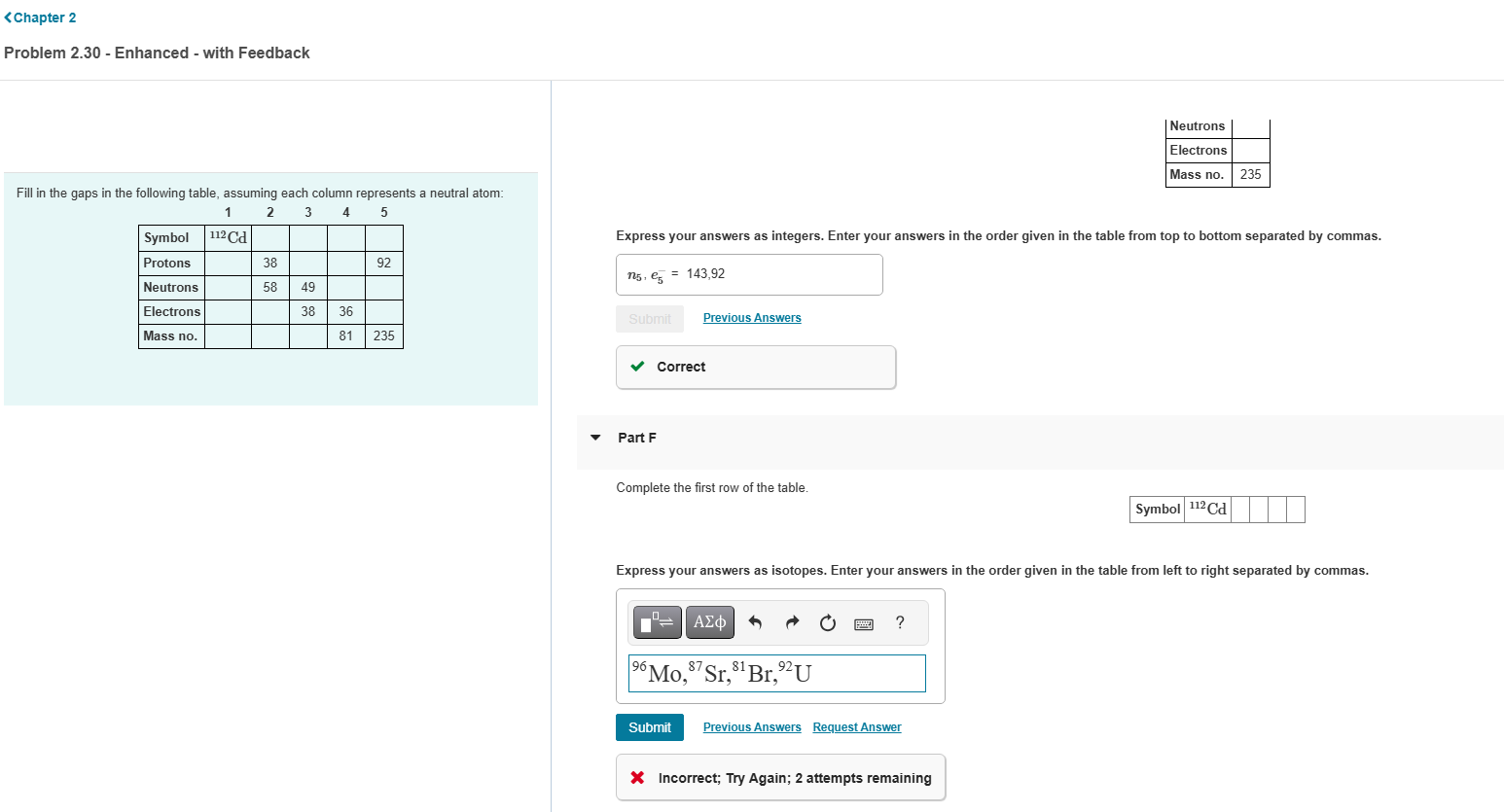 Solved Problem 2.30 - ﻿Enhanced - ﻿with Feedback Fill in the | Chegg.com
