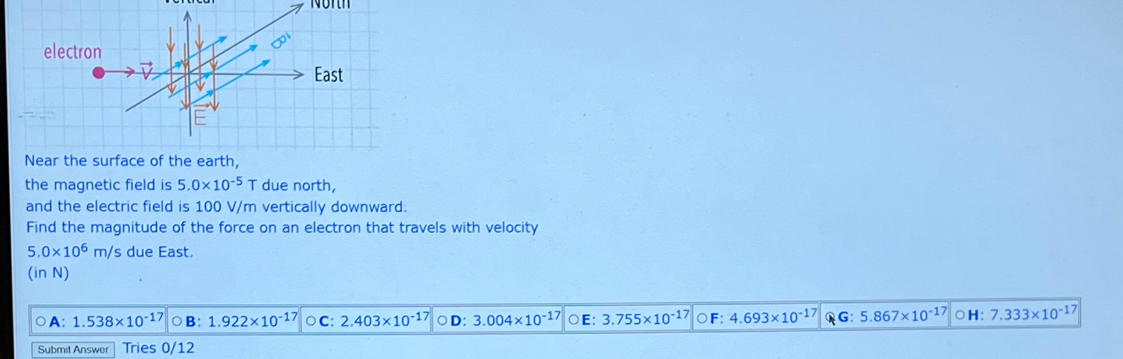 Solved Near the surface of the earth, the magnetic field is | Chegg.com