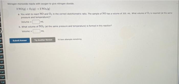 Solved - Nitrogen monoxide reacts with oxygen to give | Chegg.com