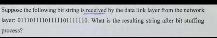 Solved Suppose the following bit string is received by the | Chegg.com