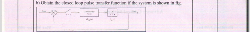 Solved b) ﻿Obtain the closed loop pulse transfer function if | Chegg.com