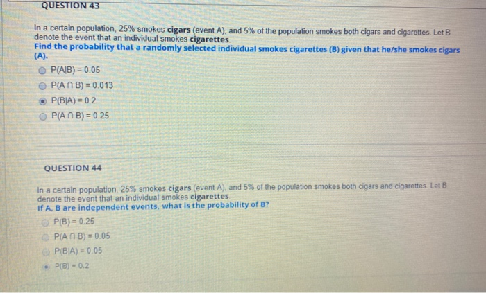 Solved QUESTION 41 Event A occurs with probability 0.2. | Chegg.com