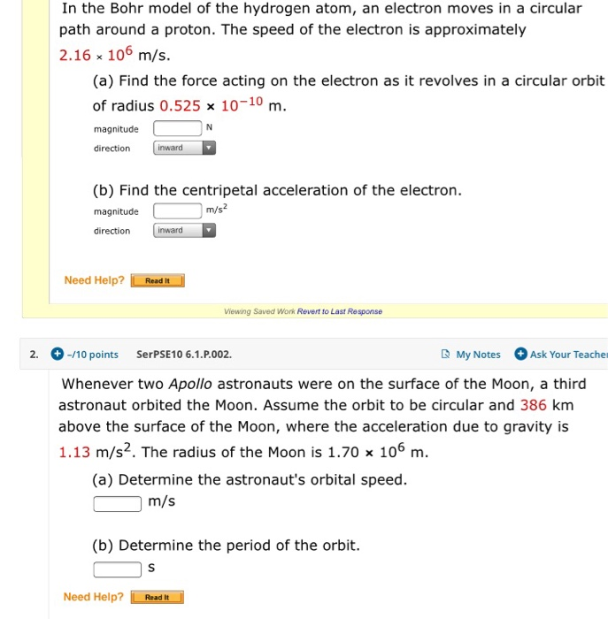 Solved In The Bohr Model Of The Hydrogen Atom An Electron