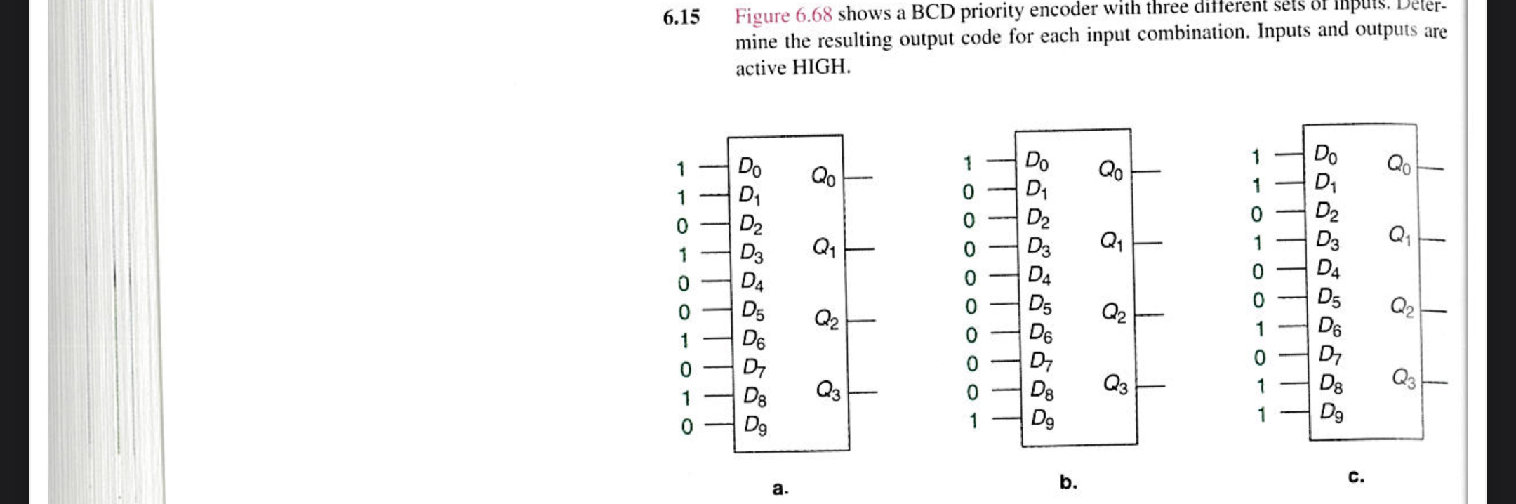 Solved 6.15 ﻿Figure 6.68 ﻿shows a BCD priority encoder with | Chegg.com