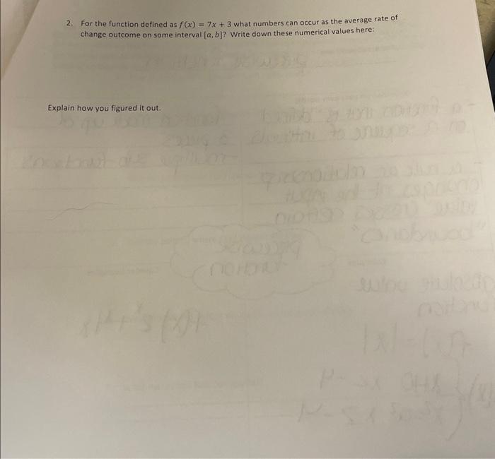 Solved 2. For the function defined as f(x)=7x+3 what numbers | Chegg.com