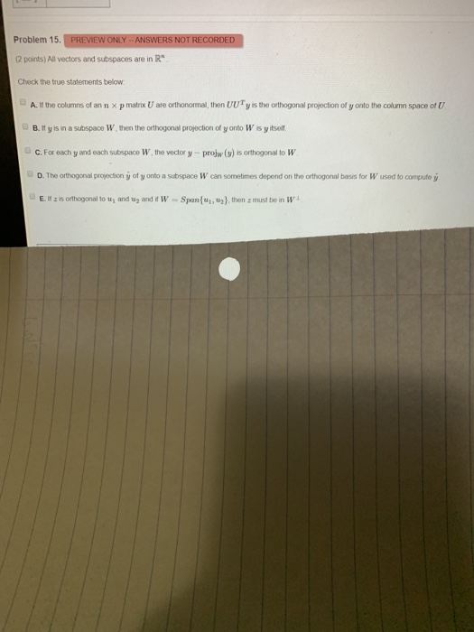 Solved Problem 15. PREVIEW ONLY -- ANSWERS NOT RECORDED (2 | Chegg.com