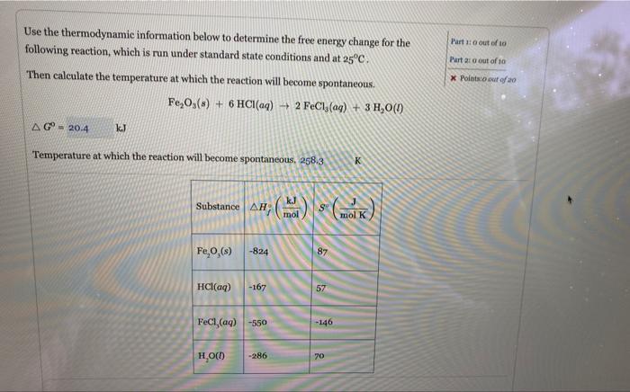 Solved Use the thermodynamic information below to determine | Chegg.com