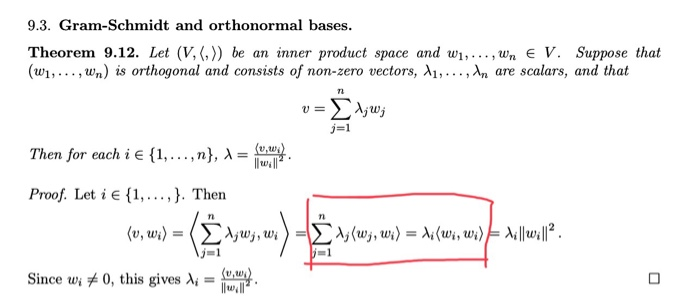 Solved 9.3. Gram-Schmidt and orthonormal bases. Theorem | Chegg.com