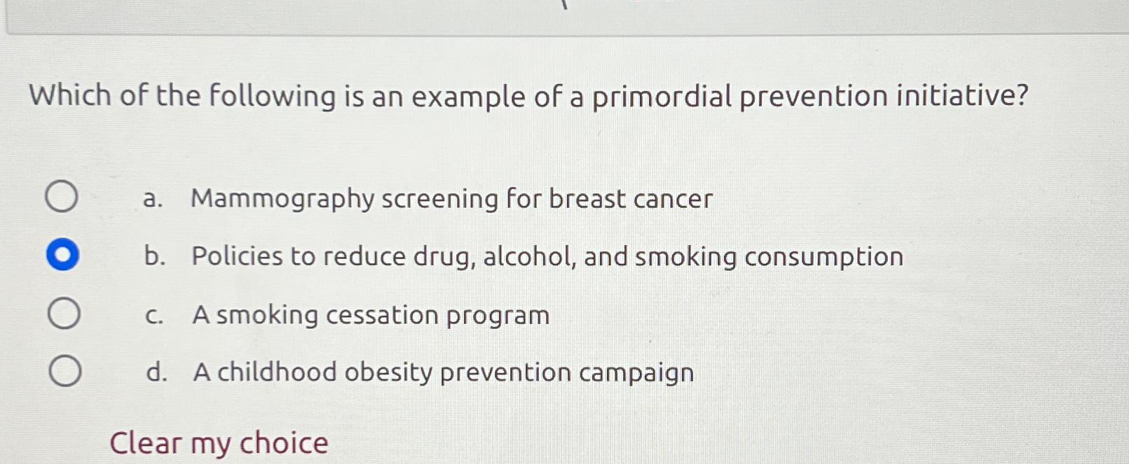 Solved Which of the following is an example of a primordial | Chegg.com